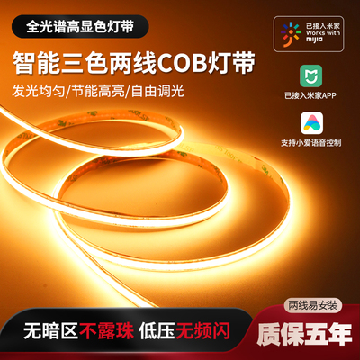 三色cob灯带已接入米家app智能24v无极调光双眼皮客厅吊顶线性灯