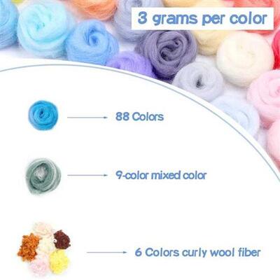 103 Colors Wool Roving Fiber Needle Felting KitFelting Needl