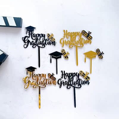 Gold Happy Graduation Acrylic Cake Toppers Gold Bachelor