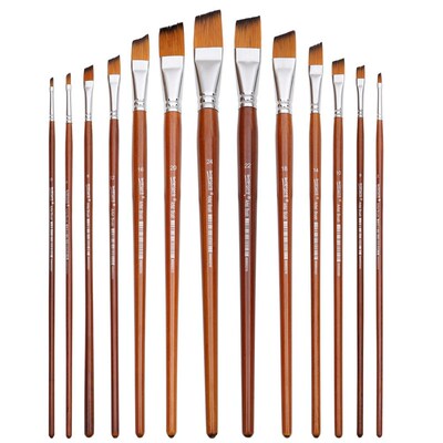 13pcs Angled Paintbrushes Professional Long Handle Paint Bru