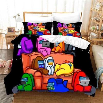 Cartoon A mong Us Game Duvet Cover Set With Pillowcases Bedd