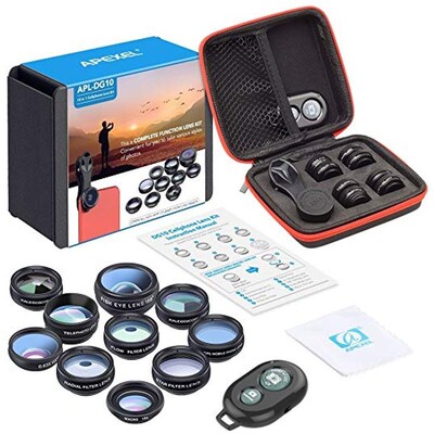 10 in 1 Mobile Phone Lens Kit Fisheye Wide Angle Telescope M