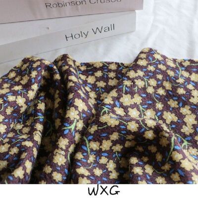 Sauce Purple Little Yellow Flower Printing Warm Glutinous