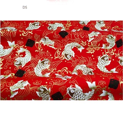 Black Red Cotton Cherry Blossom Bronzing Fabric, Butterfly C