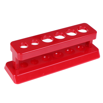 6 Holes Red Plastic Test Tube Rack Holder Support Burette