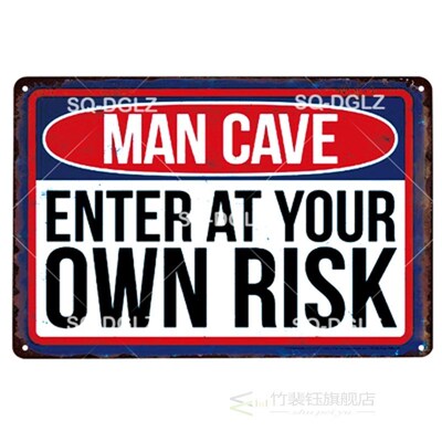 [SQ DGLZ] New Warning Man Cave Enter At Your Own Risk Tin S