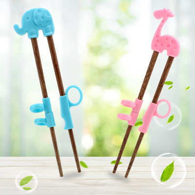 Wenge Wood Silicone  1 Pair Baby Training Chopsticks