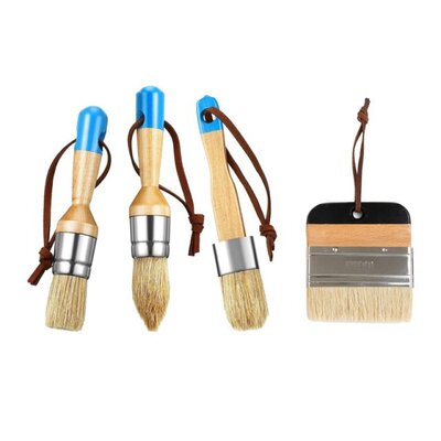 4 Pieces Chalk and Wax Paint Brushes Bristle Stencil Brushes