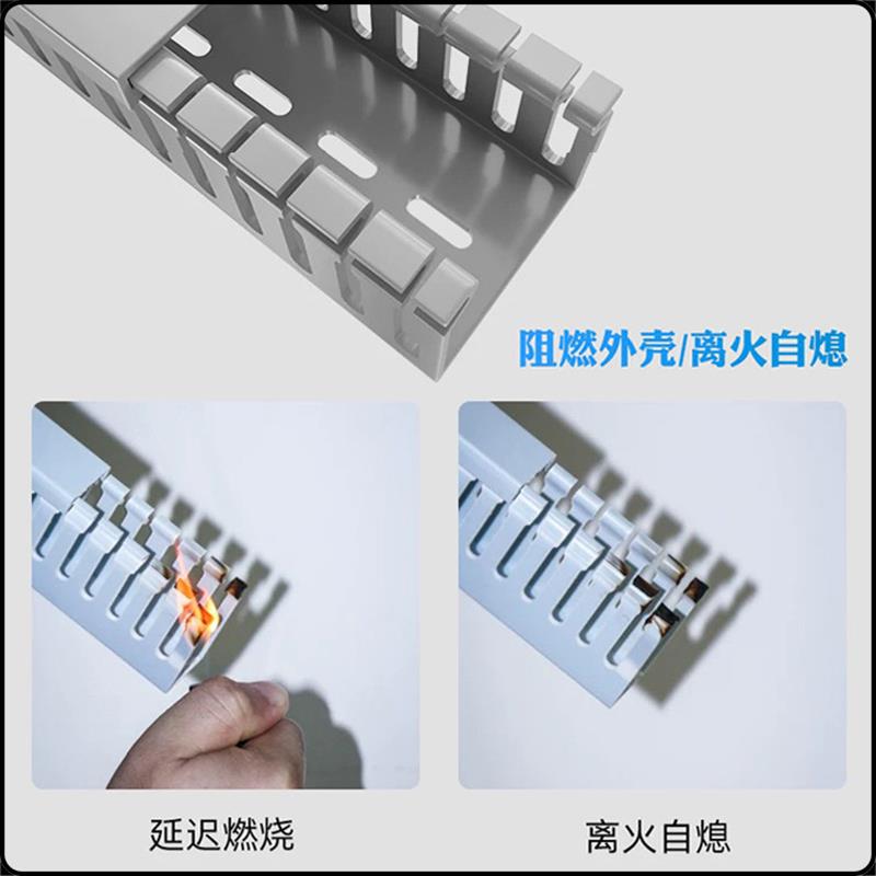 PVC高品质灰蓝白阻燃塑料明装配电柜电箱u型布线槽行走绝缘配线槽
