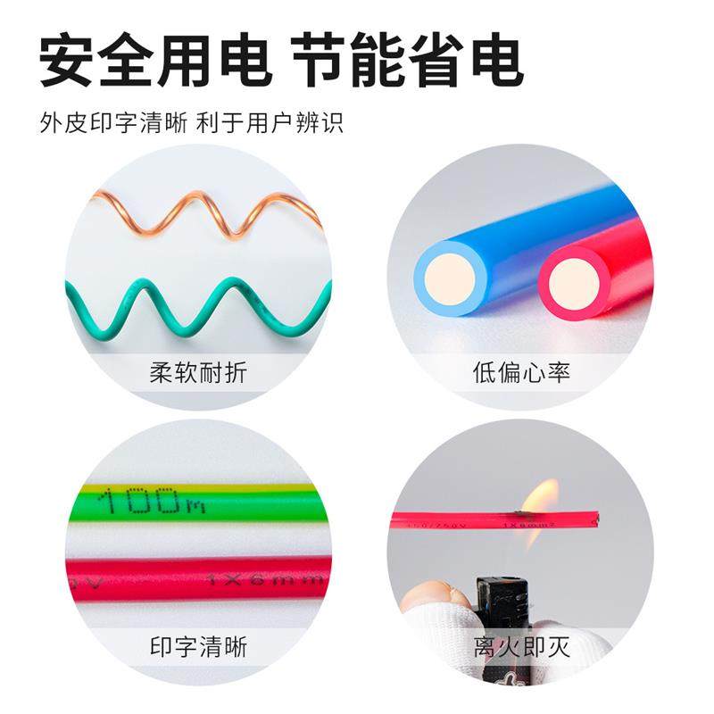 国标BV电线家用家装电线1/1.5/2.5/4/6平方纯铜芯单股硬线1米散剪