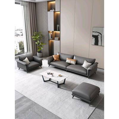 区办公室皮沙发SQC真简约商务待老板办公会客接休闲现代茶几组合