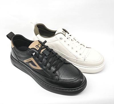 意尔康2025新款男鞋时尚潮流真皮轻便舒适休闲板鞋男5521AE58433A