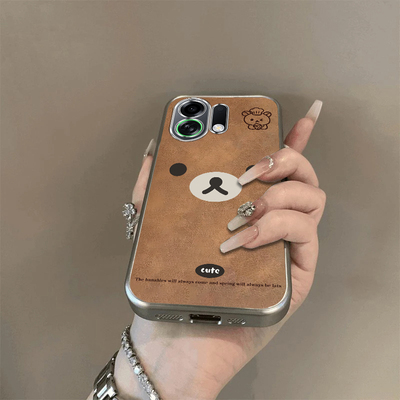 可爱棕熊适用OPPOK13Turbo手机壳新款防摔镜头全包男女带挂绳电镀外壳创意保护套高级感时尚个性小众情侣网红