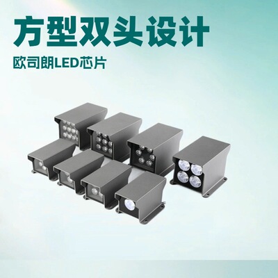 led方形单双头壁灯3000K投光灯户外防水公园广场灯桥过道亮化台阶