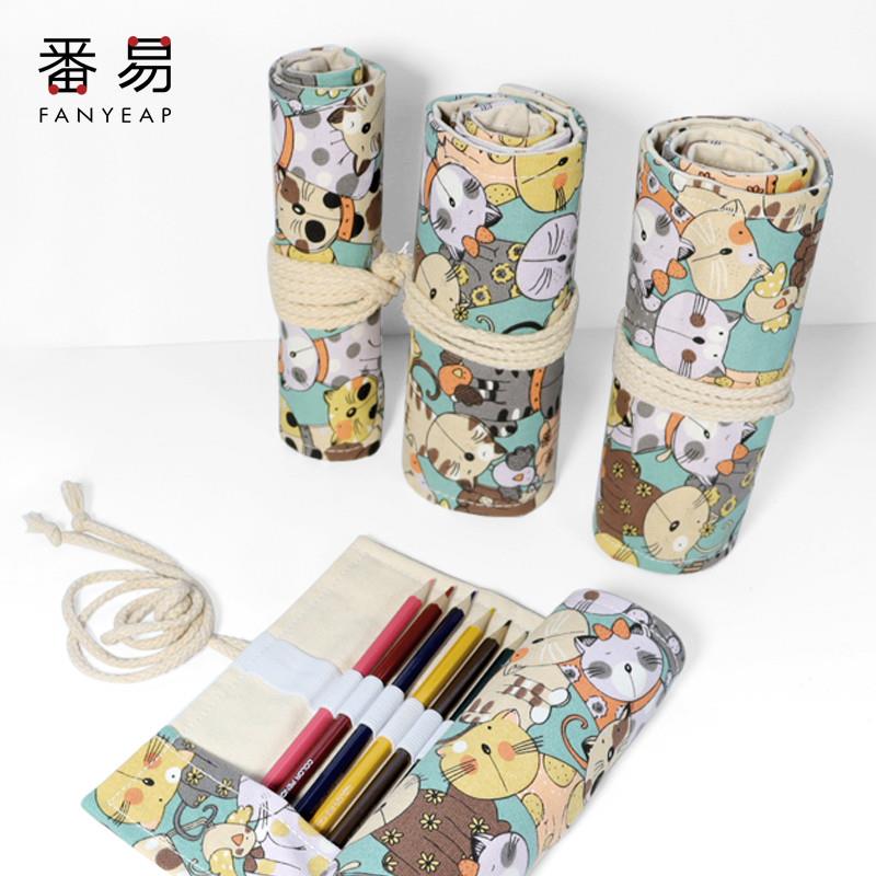 笔帘A1ZO-笔帘卷笔袋彩铅大容量24/36/48孔铅笔卷帘美术生用收