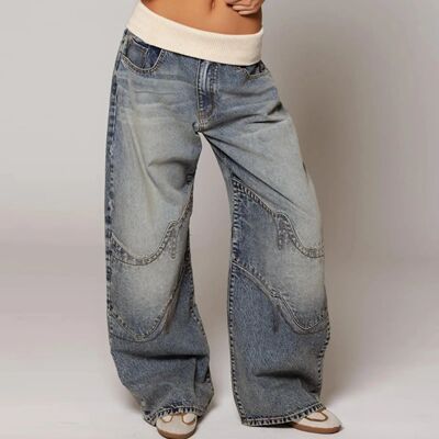 Y2K Hip-hop Stitching Fashion Joker Retro Jeans Female Korea