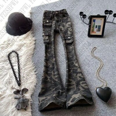Y2K Metal Rock Jeans Vintage Women's Skinny Punk Pants High