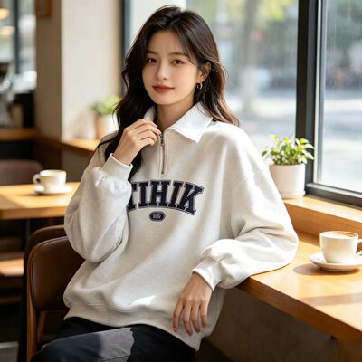 Milk?style Polo?collar Sweatshirt for Women, Early?spring Ne