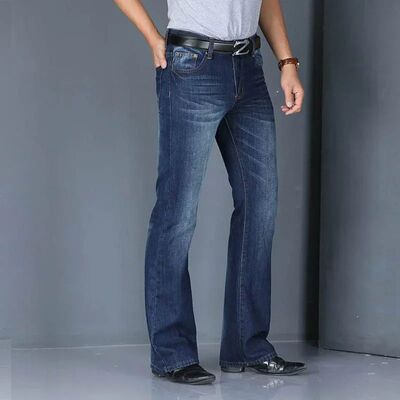 Denim Flared Jeans Men  Boot Cut Denim Pants Comfortable Sli