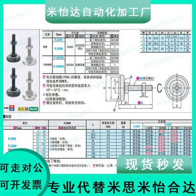 橡胶底座脚轮调整块FJSN8/10/12/16/20-50/6070/75/100米思米