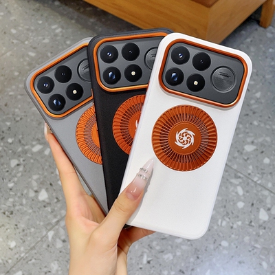适用红米k100promax手机壳素皮全包圆形支架大孔新品磁吸防摔高档三拼金甲k90至尊奢华硬壳ins韩保护壳商务