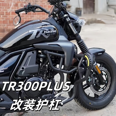 适用豪爵TR300plus保险杠加宽护杠改装装全盔边包折叠靠背后货架