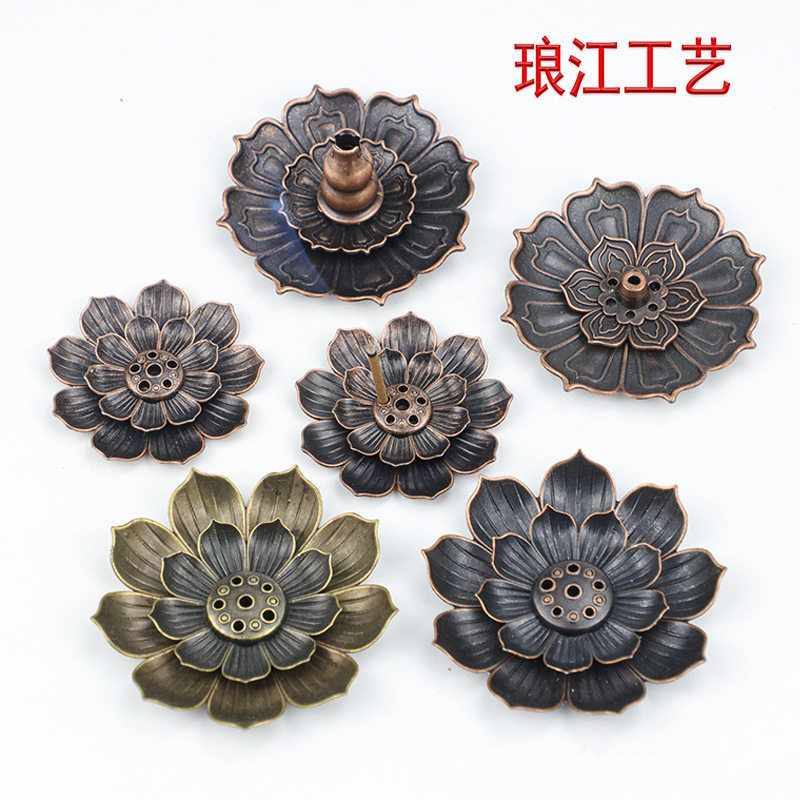 琅江莲花香插多孔线香插香座茶道点香盘香托葫芦香插家用摆件