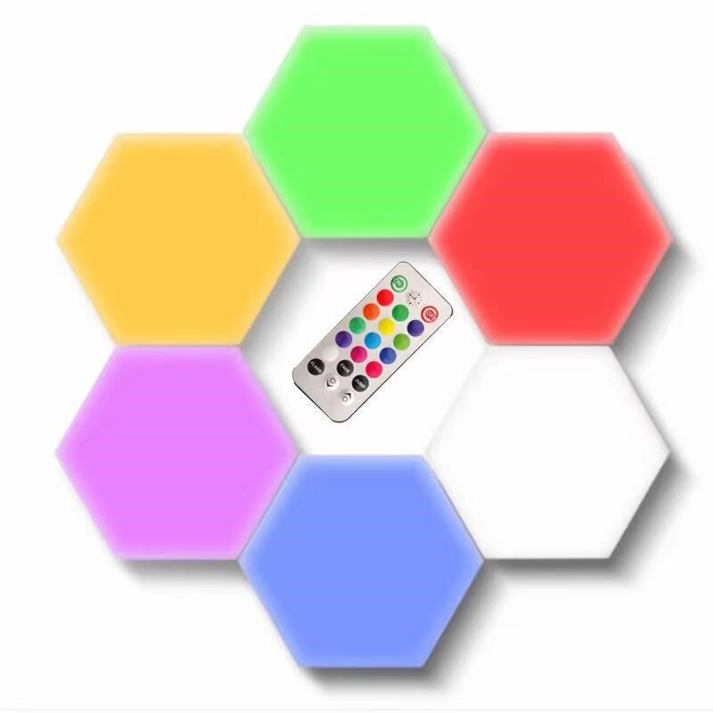 热销电竞氛围灯触摸智能奇光板背景墙量子灯六Q角拼接蜂窝卧室壁