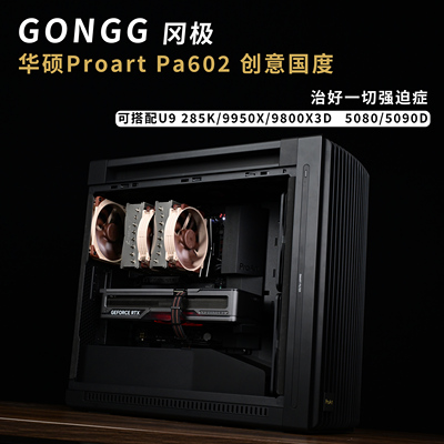 华硕Proart创意国度 PA602 i9/5080 5090 ATX主机水冷设计师整机