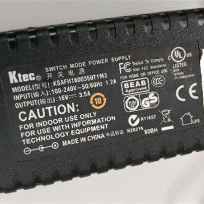 ktec 16V3.6A开关电源适配器KSAFH1600350T1M3充电器线稳压供应器