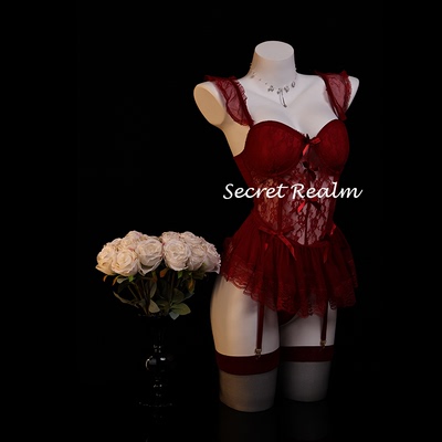 秘境「玫瑰物语」性感睡裙蕾丝连体透视胸垫内衣情调诱惑纯欲qqny