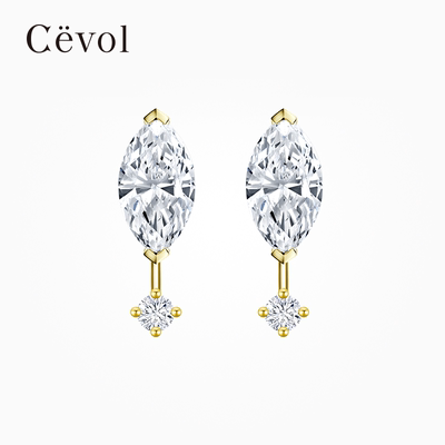 CEVOL培育钻18K金马眼耳钉