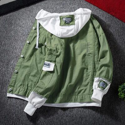 修身连帽衫夹克棒球服男