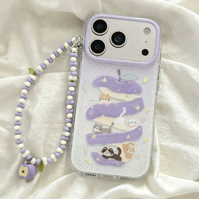 ZKA紫色苹果片猫咪适用于vivo x200promini/x300手机壳s50/30pro/20/19女neo11/9pros/z10turbo白底IMD