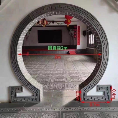 中式月亮门线条砖雕拱门边框圆形门套线弧形回纹线仿古门窗套包边