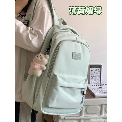 法国Cherrie Kins纯色初中生书包女轻便高中背包大容量校园双肩包