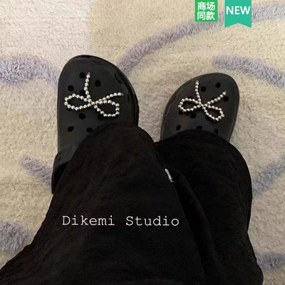 适配Crocs洞洞鞋配饰镀银蝴蝶结