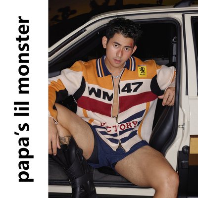 PAPASLILMONSTER【西部剧场】重磅针织赛车设计感宽松翻领夹克男