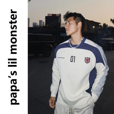 PAPASLILMONSTER美式街头运动拼接撞色卫衣复古长袖小众高级感男