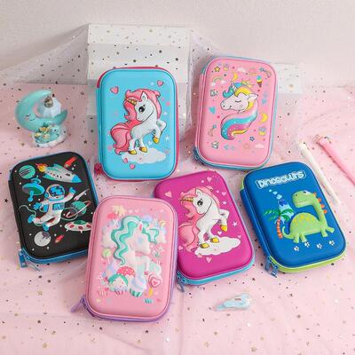 3D EVA Kawaii Unicorn Pencil Box Girl Cute Cartoon Stationer