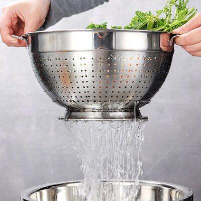 Metal Strainer Strong Stainless Steel Colander For Kitchen