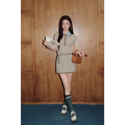 【现货】OLIVIA DUO撞色polo领上衣2026春季新款翻领羊毛针织衫