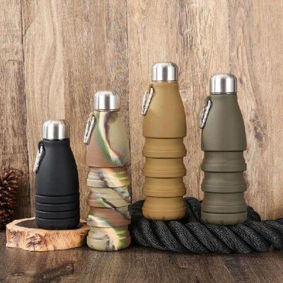 Foldable Bottle With Carabiner Leak Silicone Collapsible