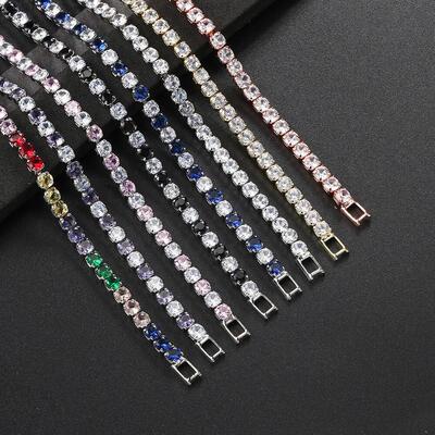 Colorful Zircon Tennis Bracelet Bangle for Women Silver Colo
