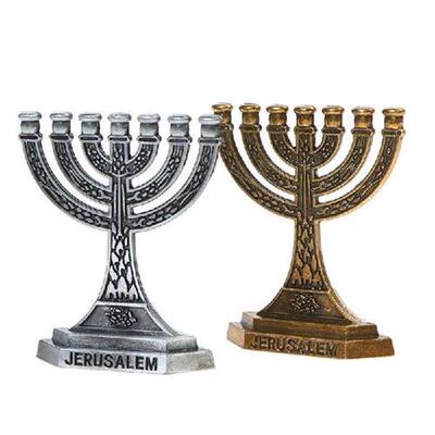 极速Ancient Coppemr Jewish Menorah Candle-holders Religions