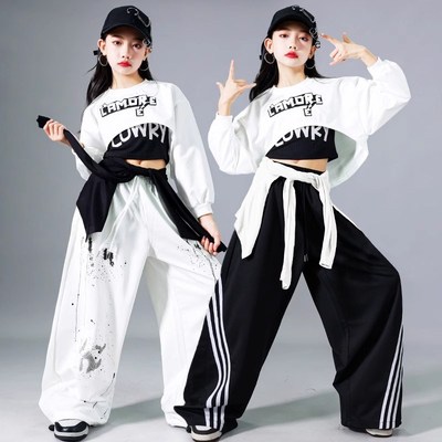 速发孩jzza爵士舞练功服街舞演出服少儿炸街秀模特走孩服装潮