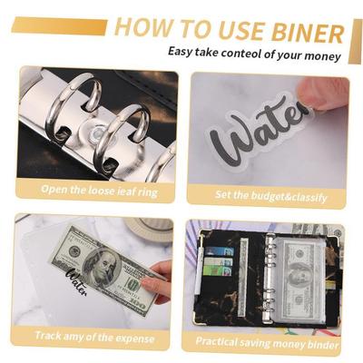 A6 PU Leather Marble Notebook Binder Budget Planner Money Or