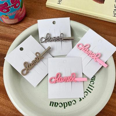 Small Fragrant Wind Pink Line Clip with Broken Hair the Side