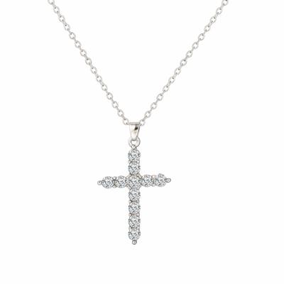 Diamond cross pendant necklace满钻十字吊坠项链时尚吊坠锁骨链