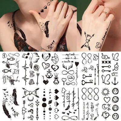 30 Sheets Temporary Tattoo Sticker Waterproof Body Art Line